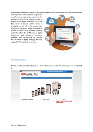 CIM Assignment - Digital Marketing - [on Electro-Serv (Pvt) Ltd] | PDF