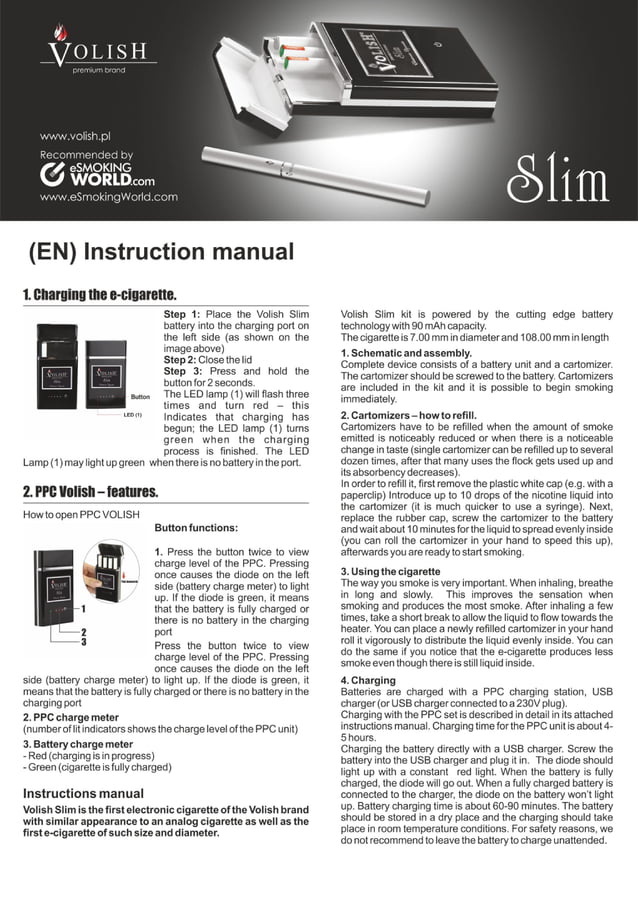 Instruction Manual for Volish Slim | PDF