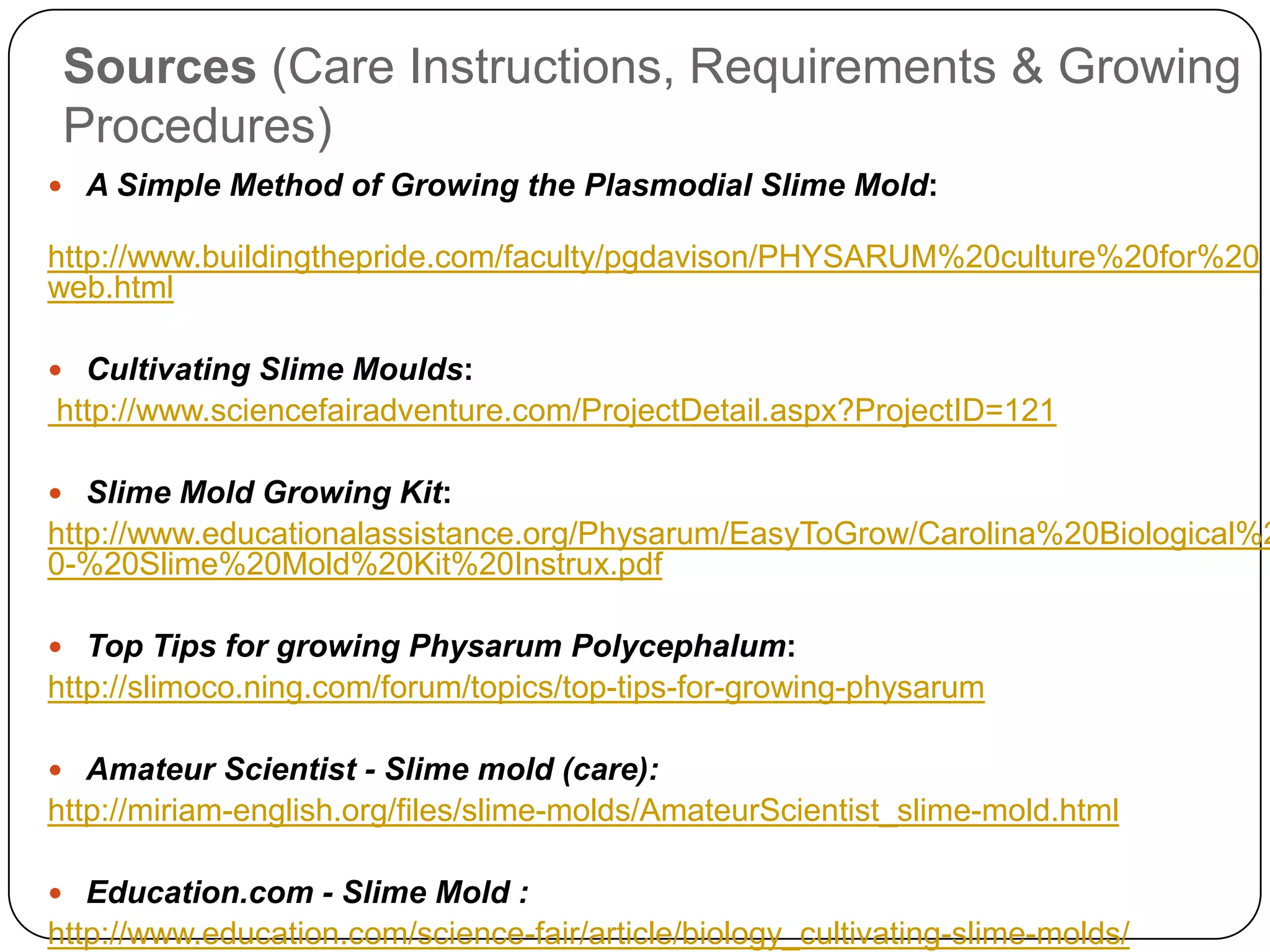 Slime Mould Inquiry | PPTX