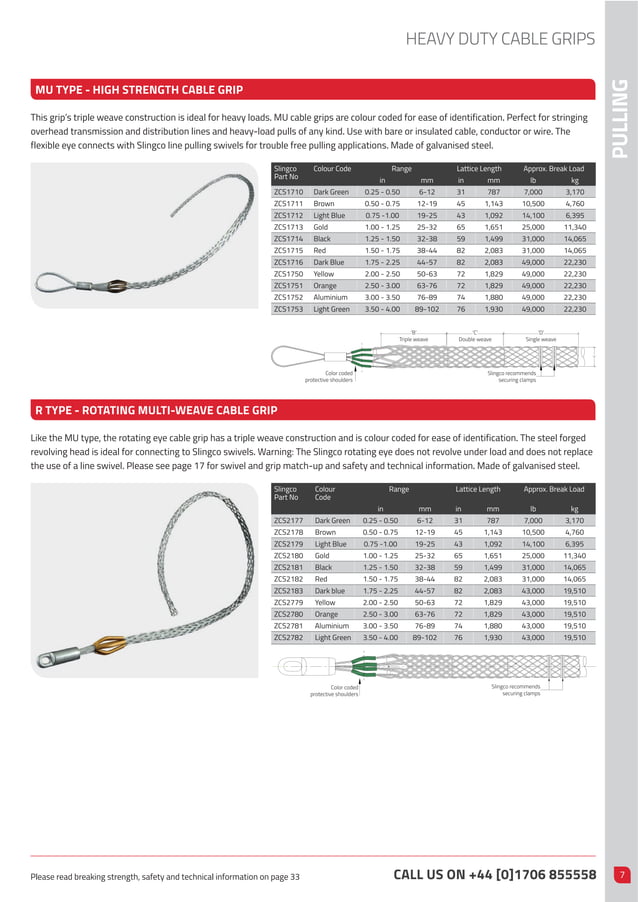 Heavy Duty Cable Grips - Slingco R Type Rotating Multi Weave Cable Grip ...