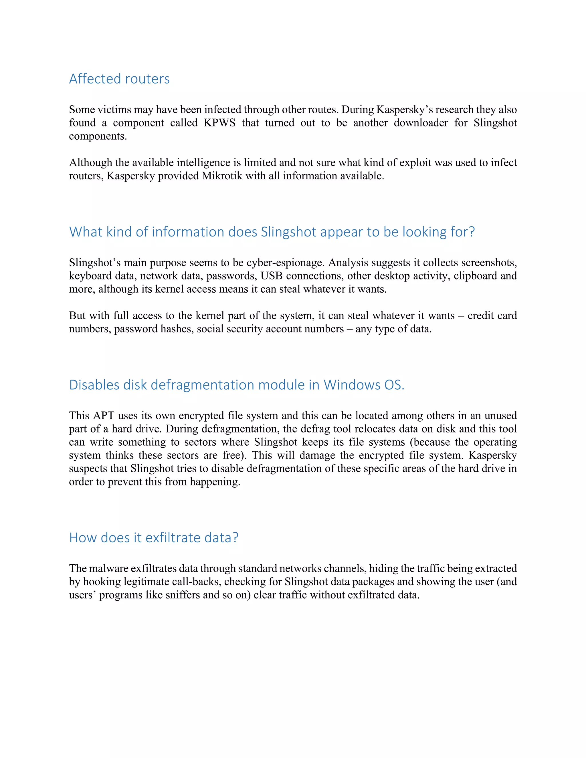 Slingshot APT - Critical Vulnerability through routers | PDF