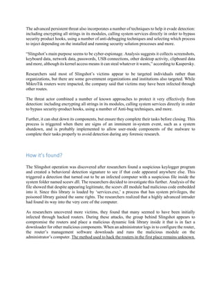 Slingshot APT - Critical Vulnerability through routers | PDF | Computer ...