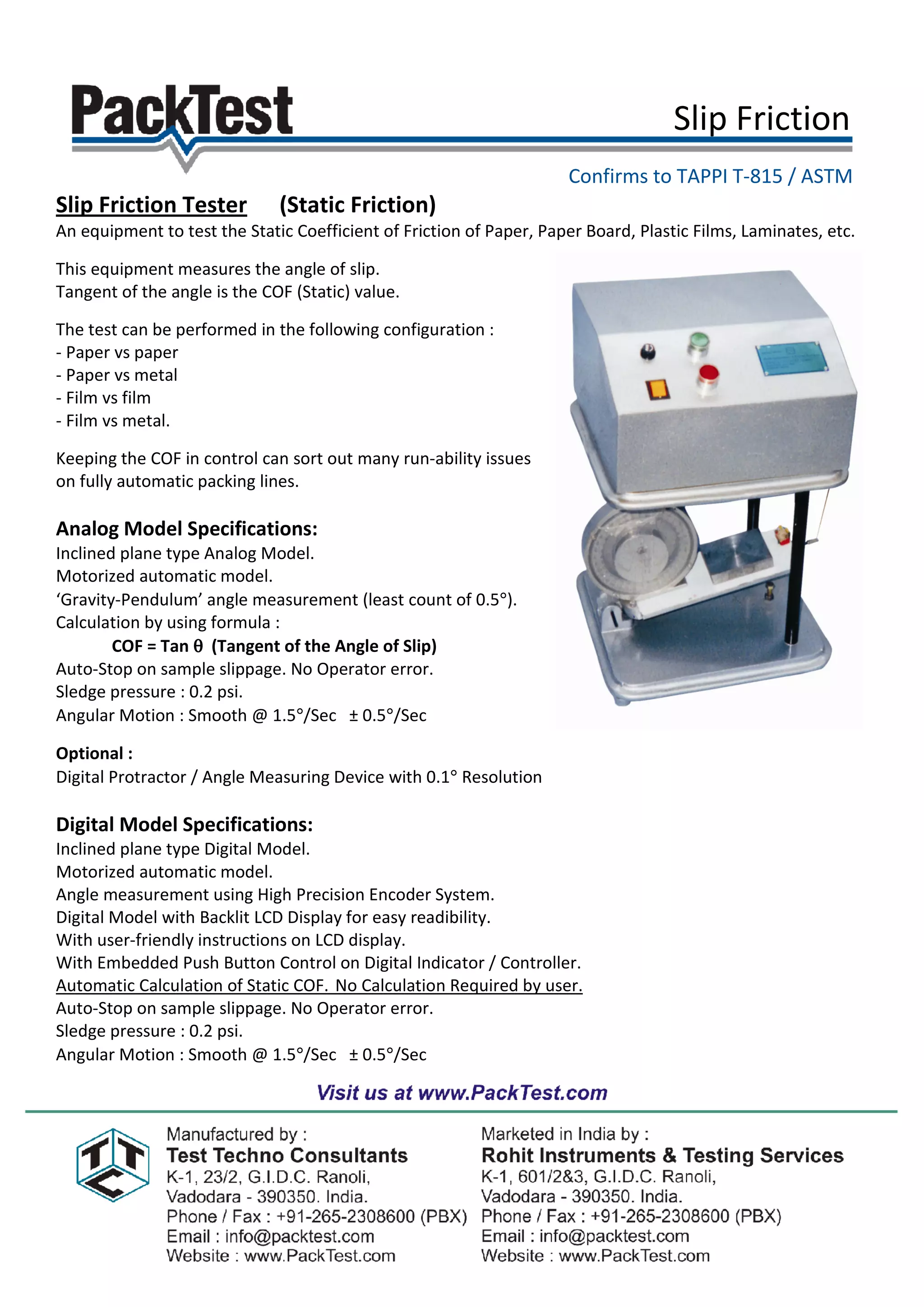Slip friction tester | PDF