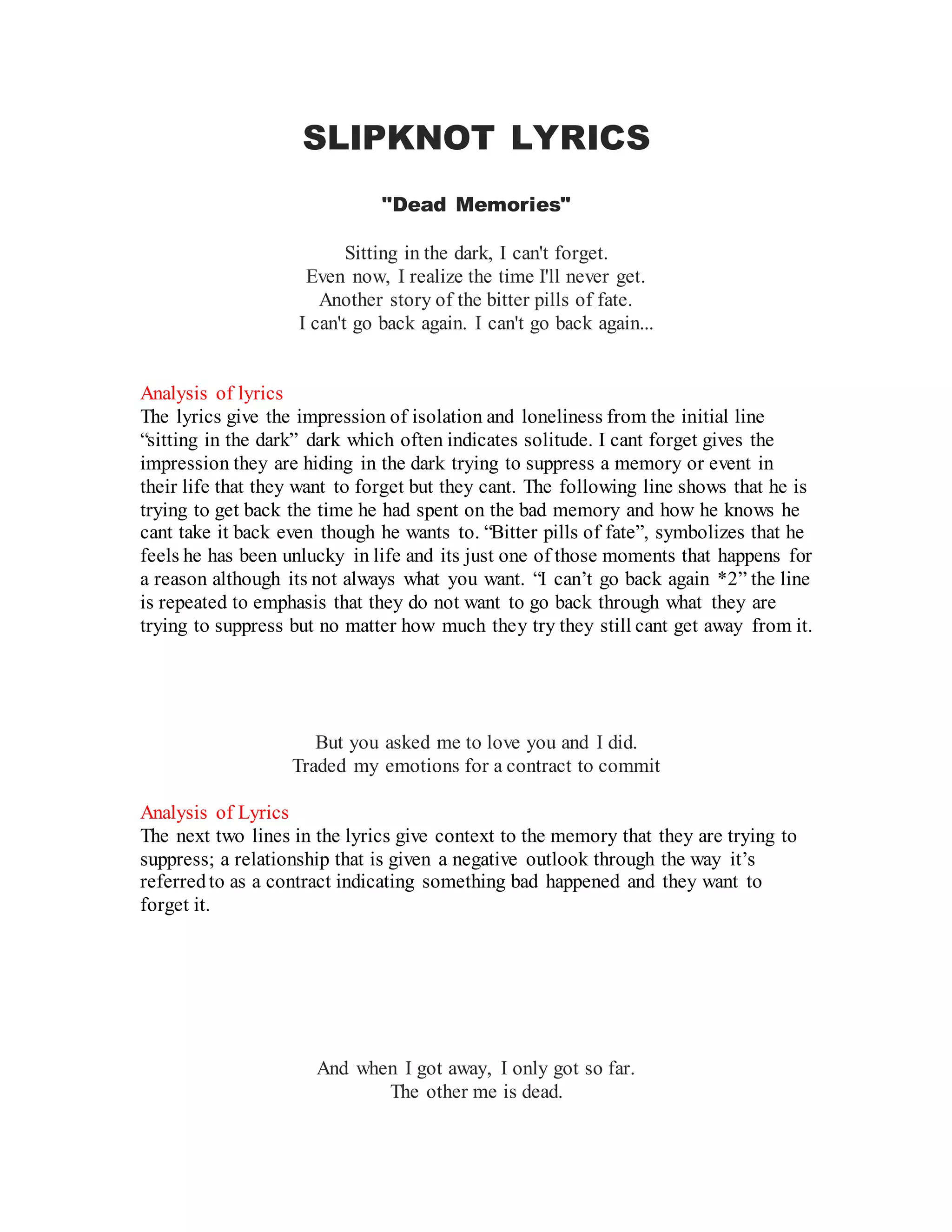 Slipknot lyrics breakdown | PDF
