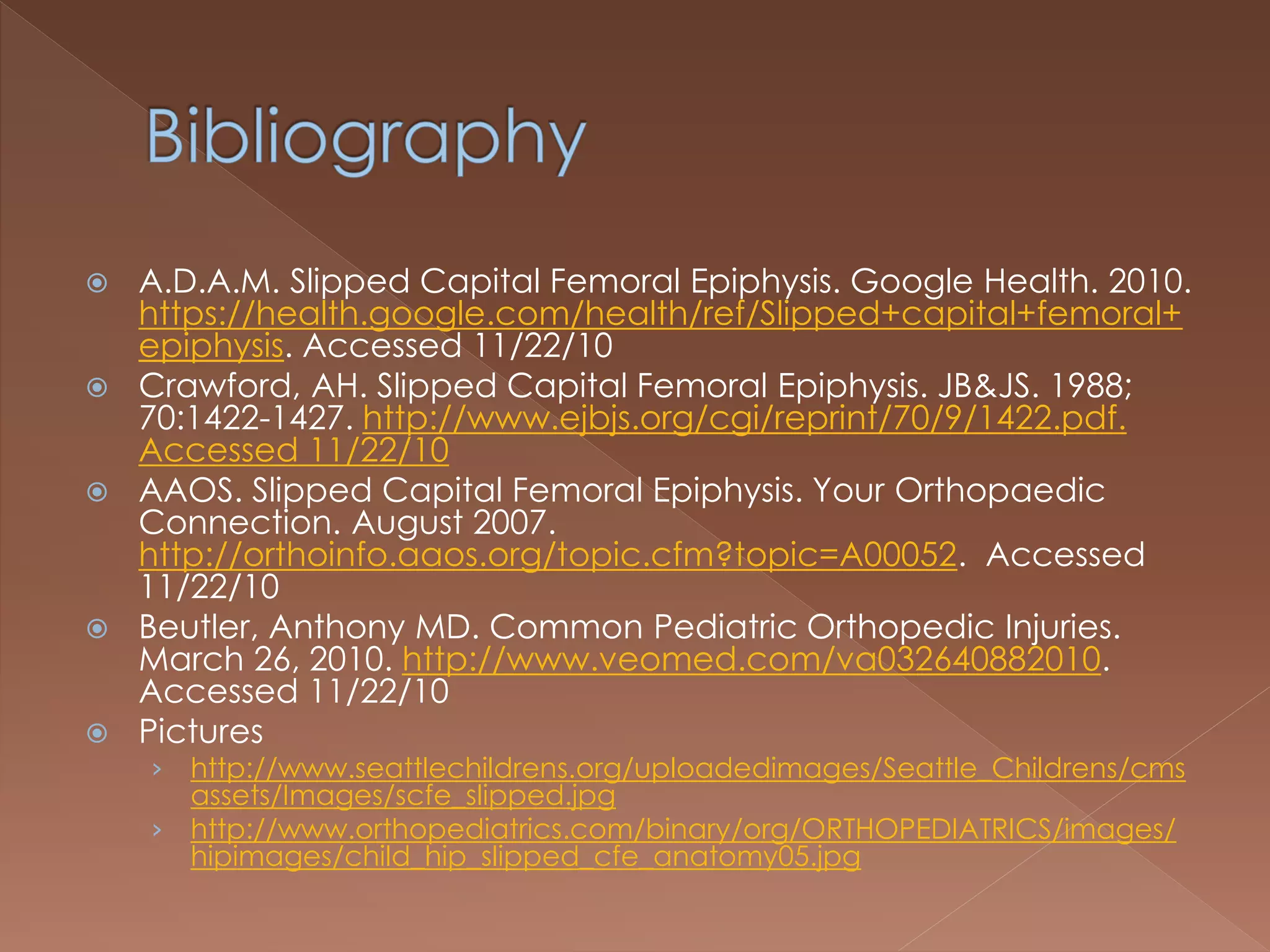 Slipped capital femoral epiphysis | PPT