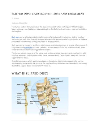 Slipped disc causes, symptoms and treatment. | PDF