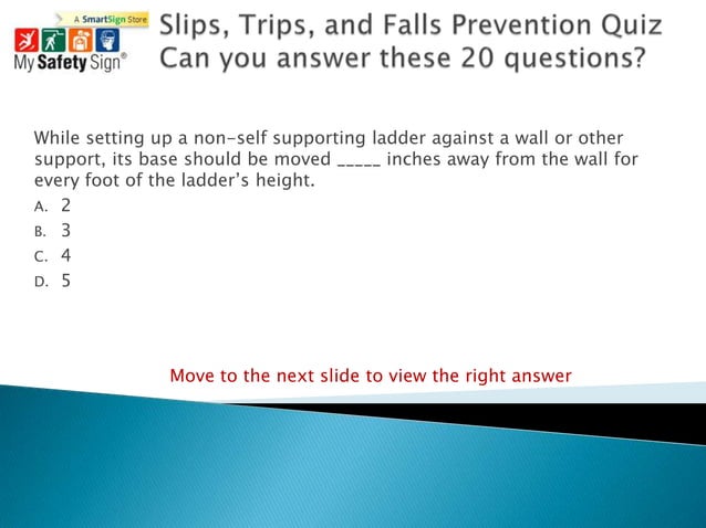 Slips, Trips, And Falls Prevention Quiz | PPTX