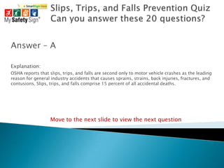Slips, Trips, And Falls Prevention Quiz | PPTX