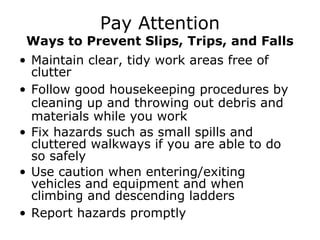 Slips trips falls working surfaces ppt | PPT