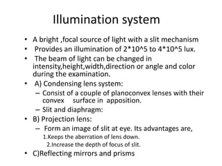 Slit Lamp Biomicroscopy.ecamination , types and procedures | PPTX