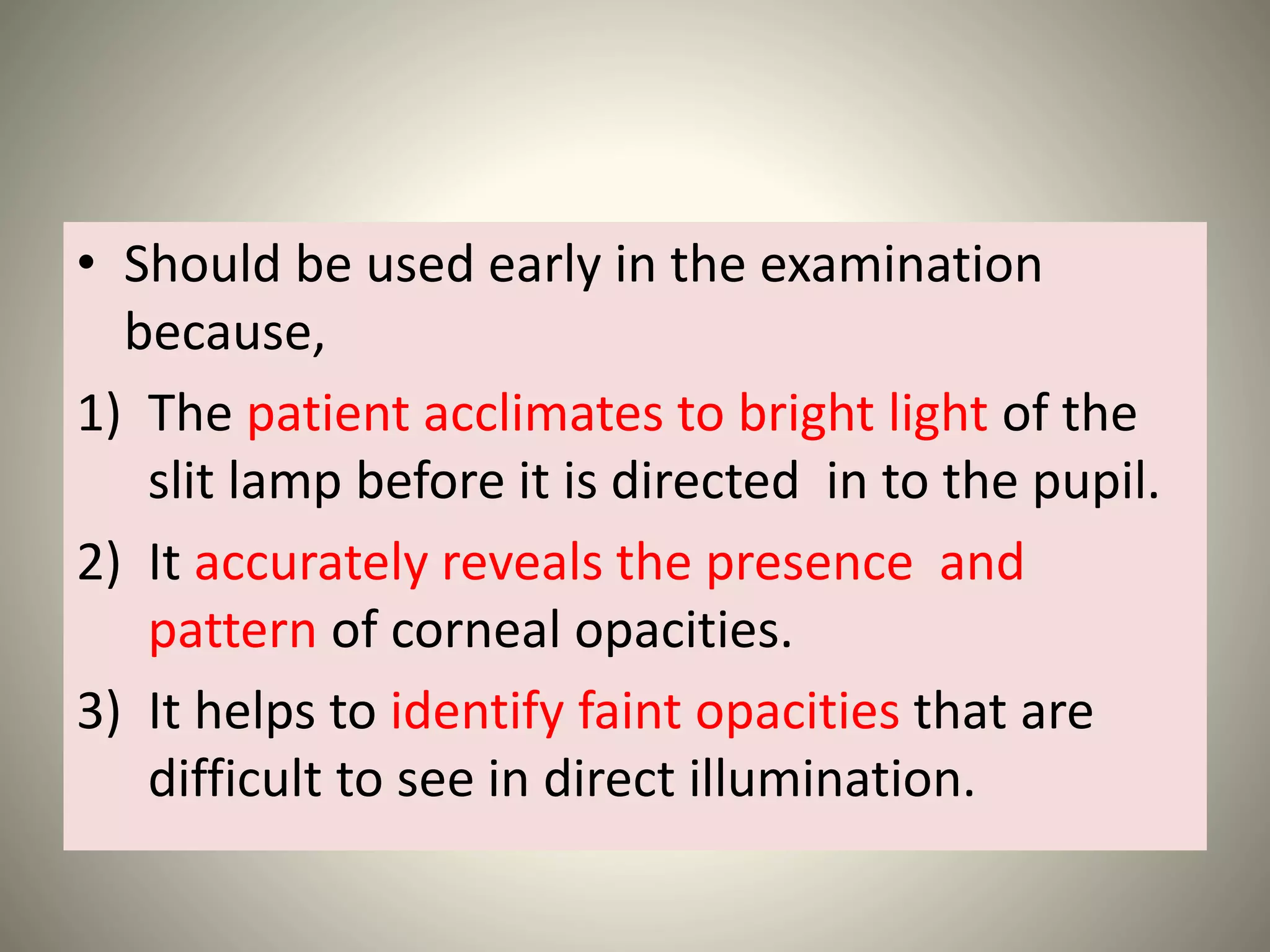Slit lamp examination lecture | PPTX