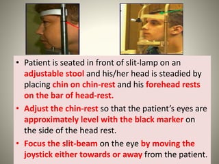 Slit lamp examination lecture | PPTX