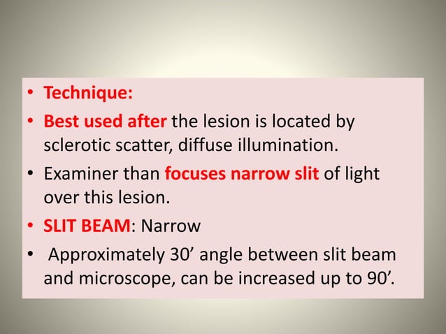 Slit lamp examination lecture | PPTX