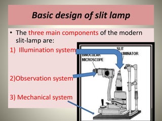 Slit lamp examination lecture | PPTX