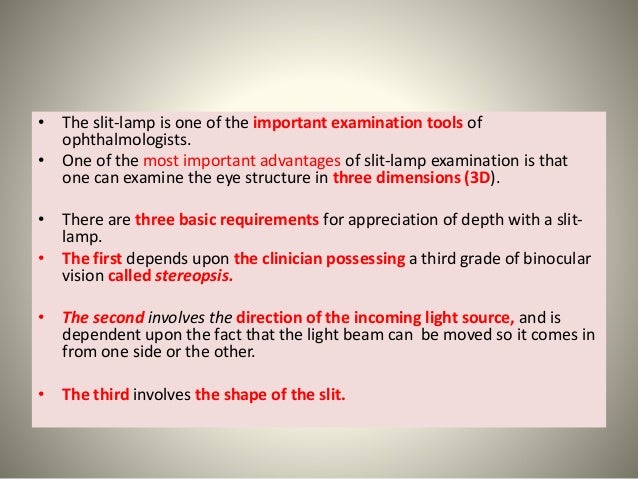 Slit lamp examination lecture