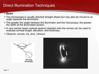 Slit Lamp Illumination Techniques | PPT