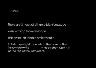 slit lamp examination n methods of illumination | PPTX
