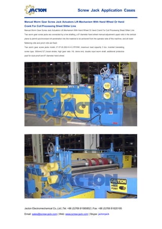 manual screw jack with hand wheel operation adjusting upper rolls in ...