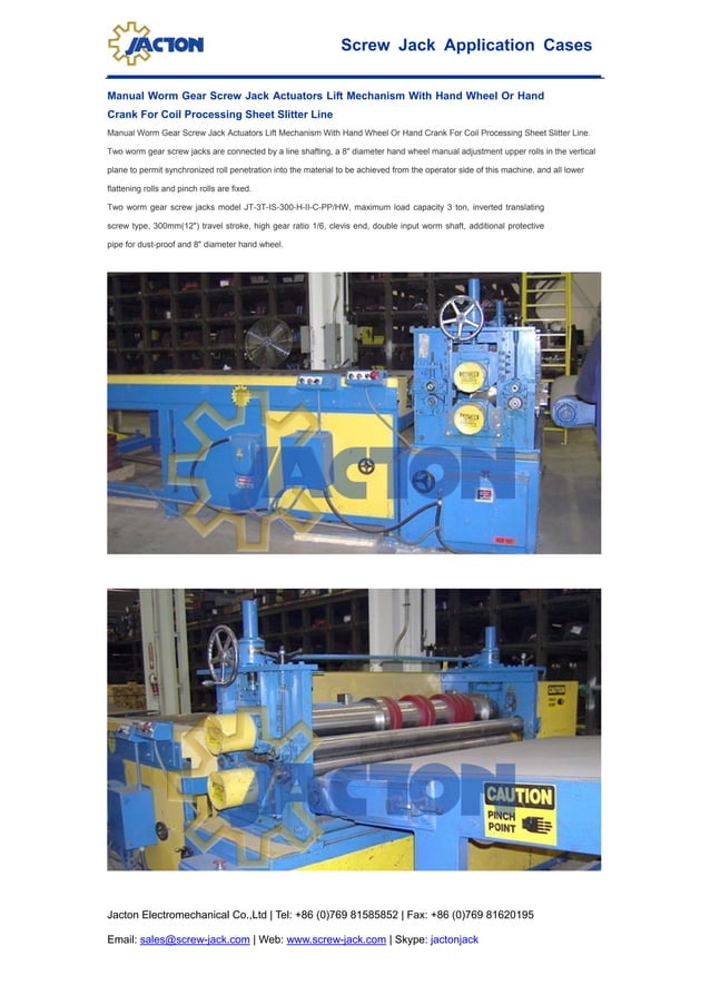 manual screw jack with hand wheel operation adjusting upper rolls in ...