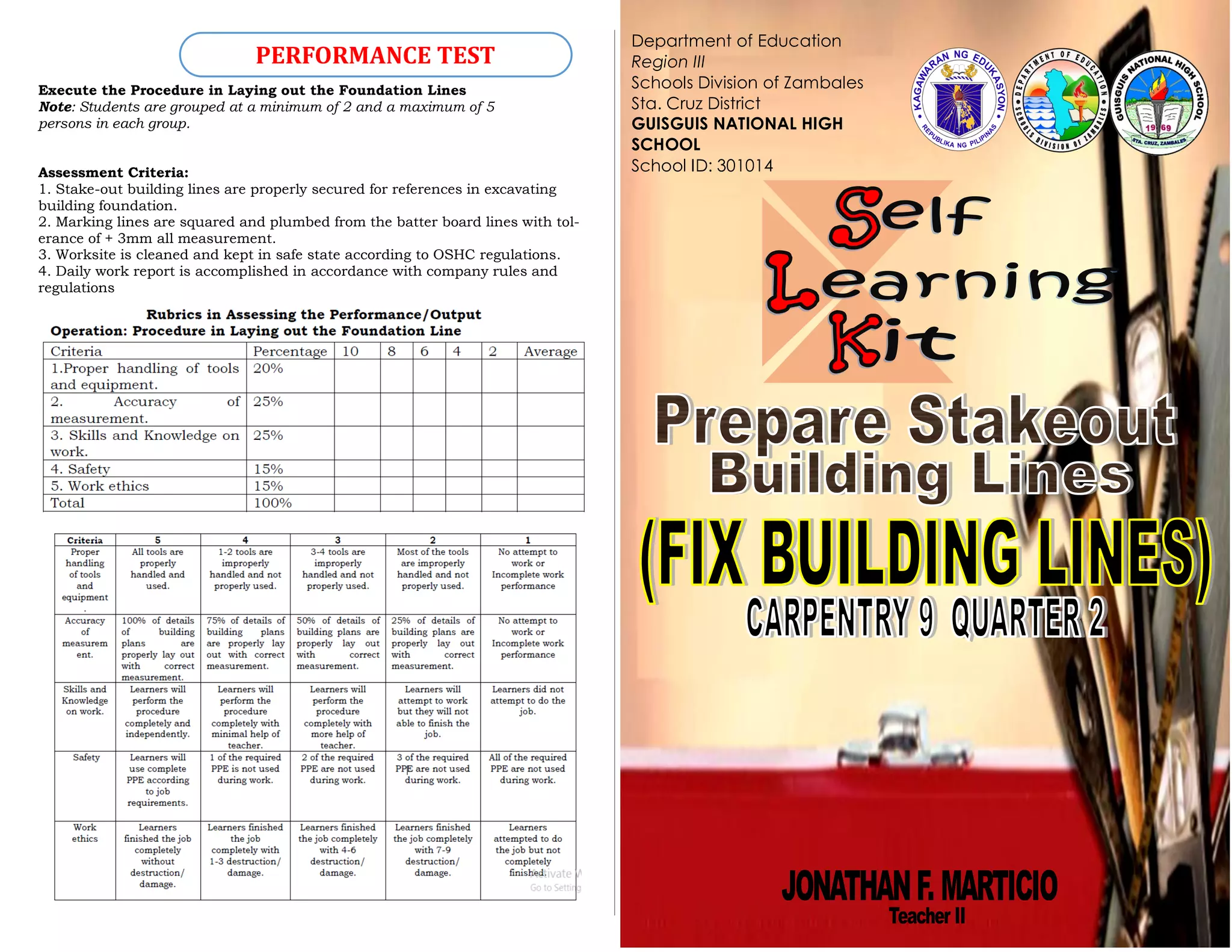 SLK Carpentry 9 Quarter 2 | PDF