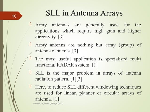 Side Lobe Level (SLL) Reduction Methods in Antenna | PPT | Physics | Science