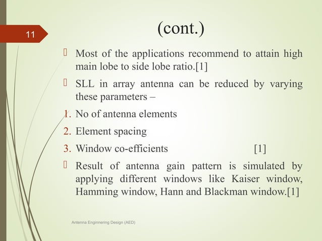 Side Lobe Level (SLL) Reduction Methods in Antenna | PPT | Physics ...