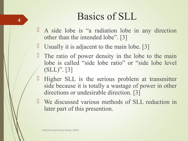 Side Lobe Level (SLL) Reduction Methods in Antenna | PPT | Physics ...