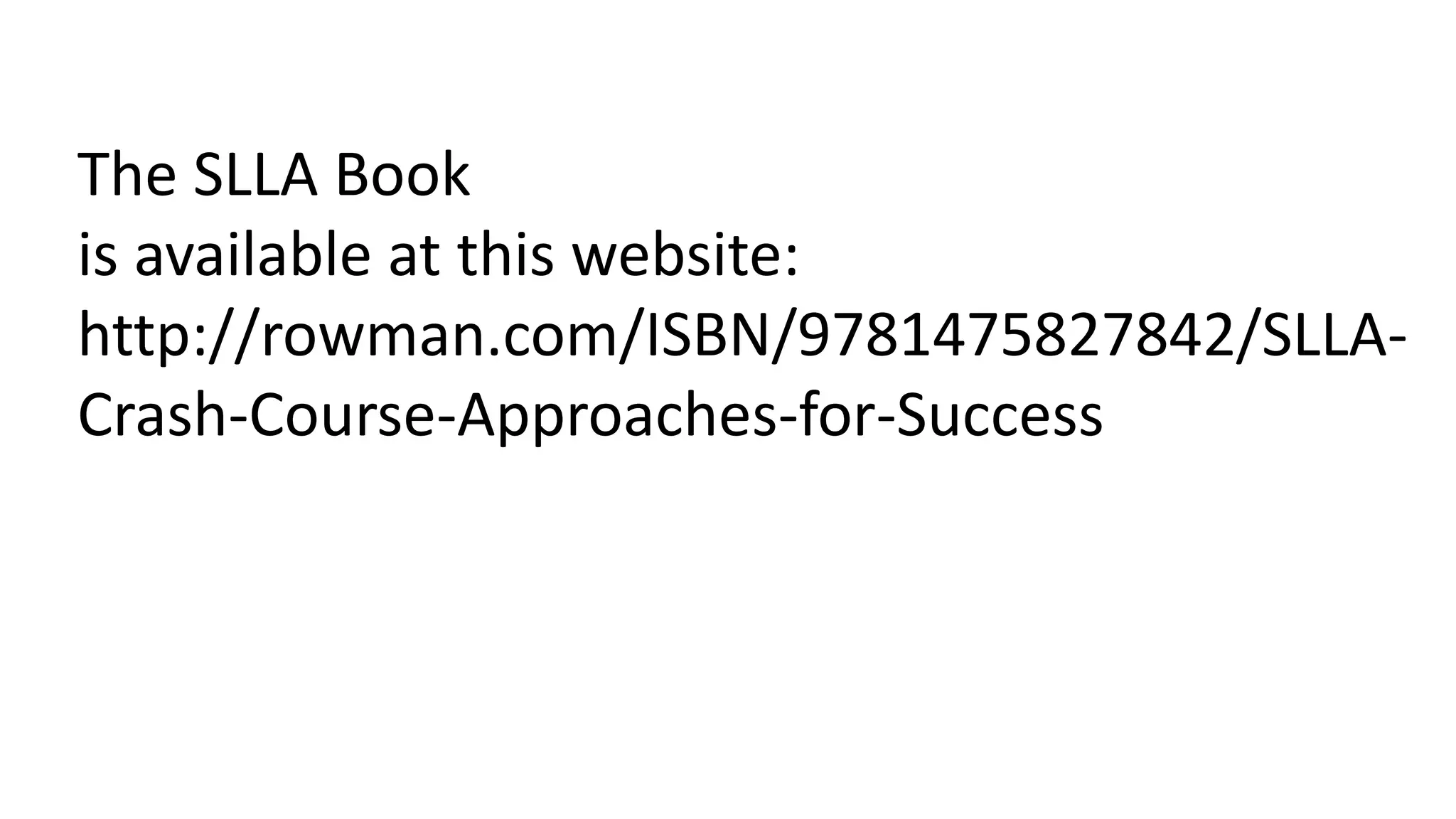 SLLA Book: SLLA Crash Course | PPTX
