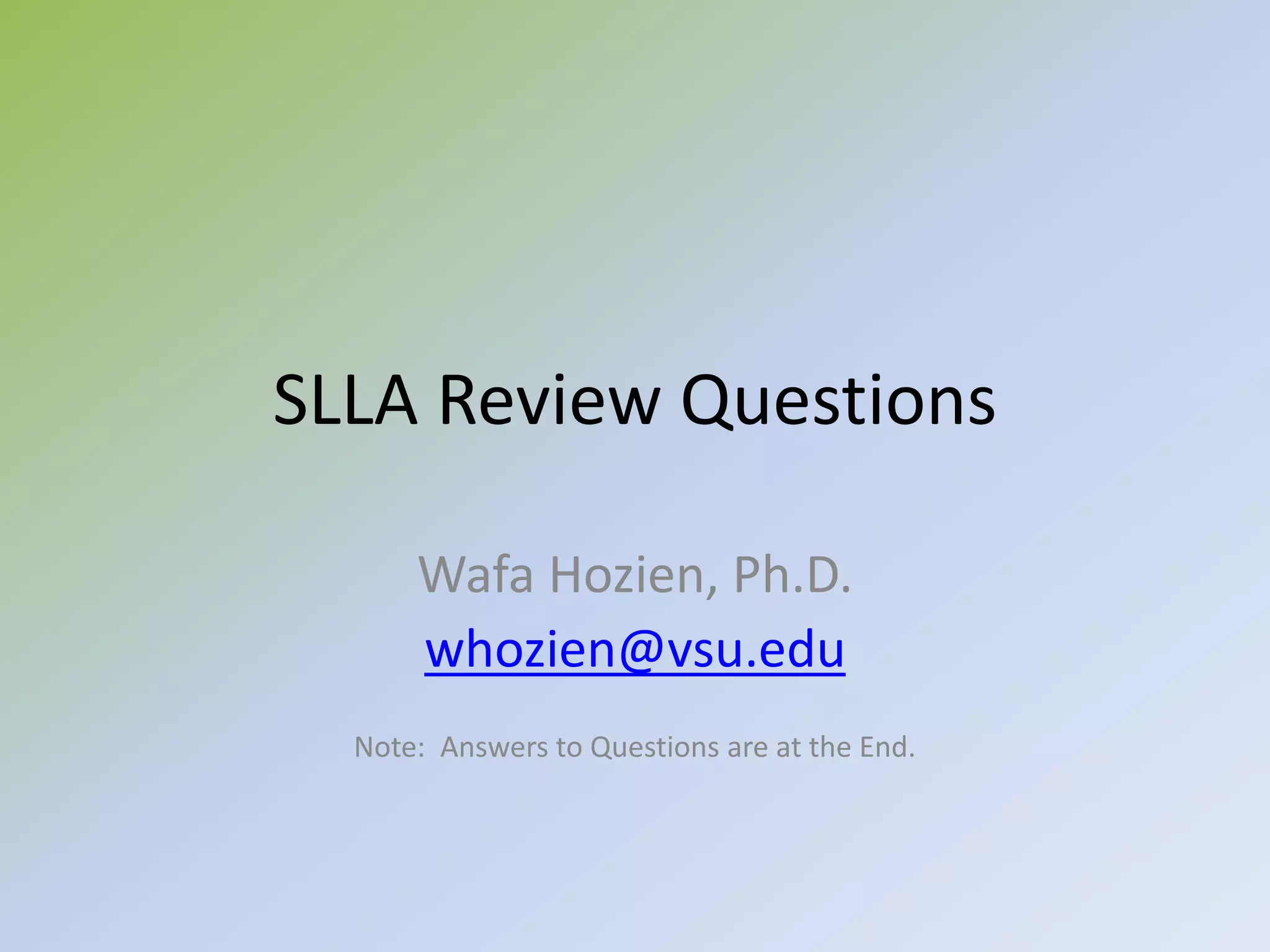 School Leaders Licensure Assessment Questions From: SLLA Crash Course ...
