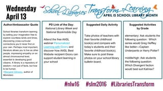 School Library Month Calendar of Ideas | PPTX