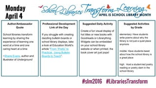 School Library Month Calendar of Ideas | PPTX