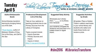 School Library Month Calendar of Ideas | PPTX