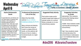 School Library Month Calendar of Ideas | PPTX