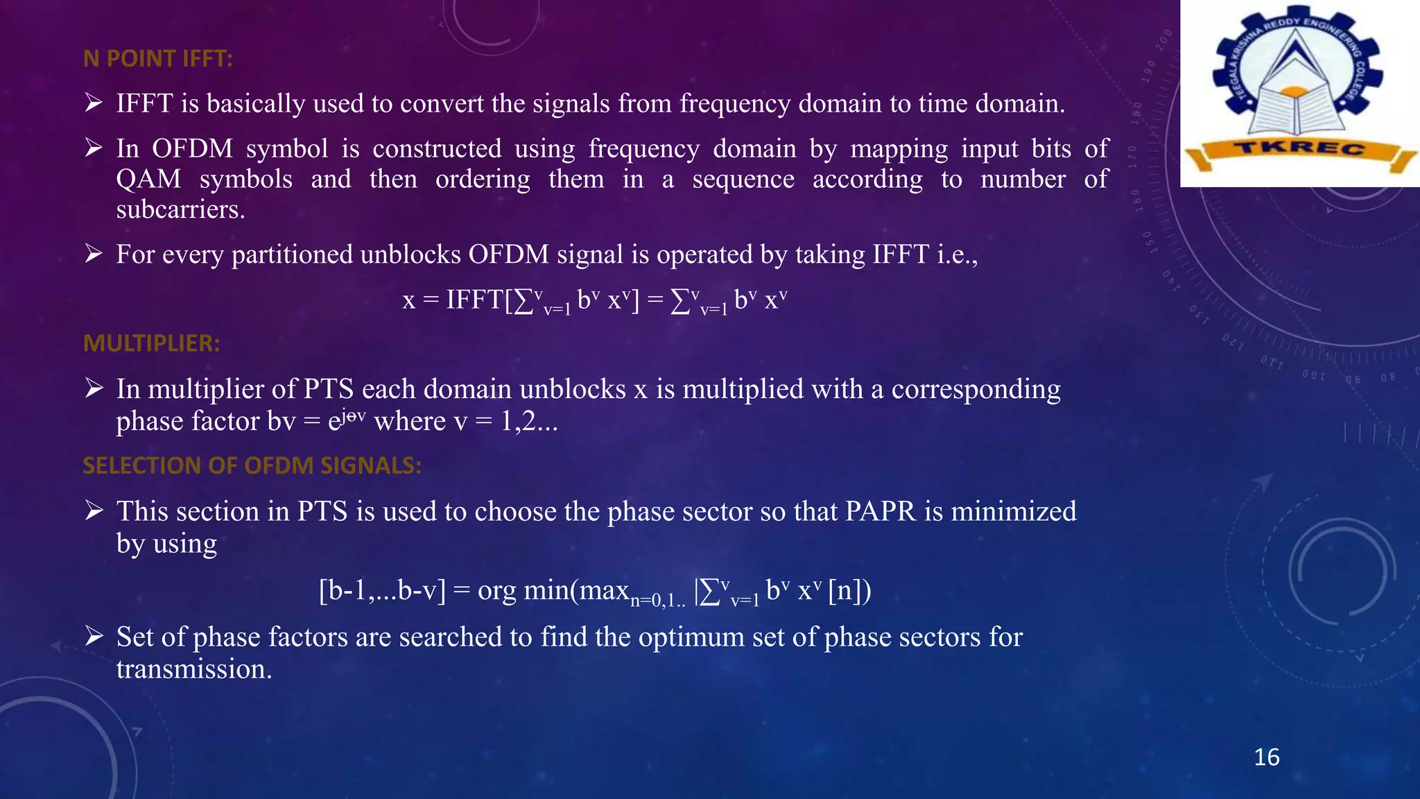 SLM-PTS BASED PAPR REDUCTION TECHNIQUES IN OFDM SYSTEM | PPTX