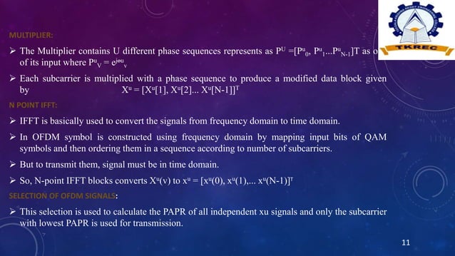 SLM-PTS BASED PAPR REDUCTION TECHNIQUES IN OFDM SYSTEM | PPTX | Digital Audio | Computer ...
