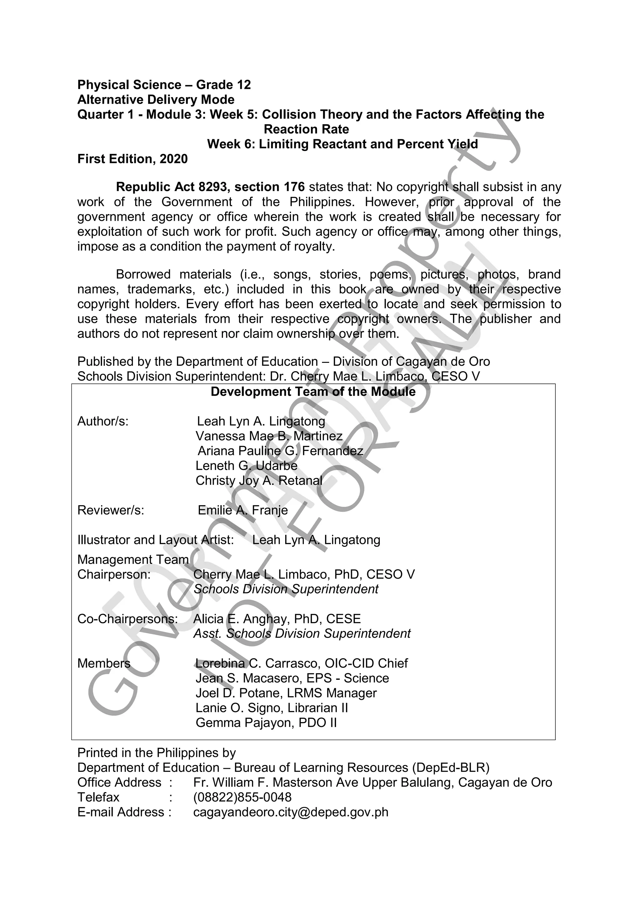 SLM SHS Physical Science Quarter 1 DepEd CDO | PDF