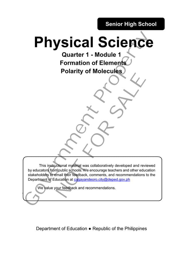 SLM SHS Physical Science Quarter 1 DepEd CDO | PDF