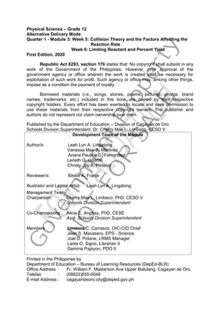 SLM SHS Physical Science Quarter 1 DepEd CDO | PDF