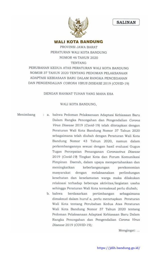 SLN PERWAL 46 TAHUN 2020 | PDF