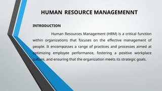 Human Resource Management Slide 1 Unit 1 | PPTX