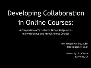 Developing Collaboration in Online Courses: A Study of Synchronous & Asynchronous | PPT