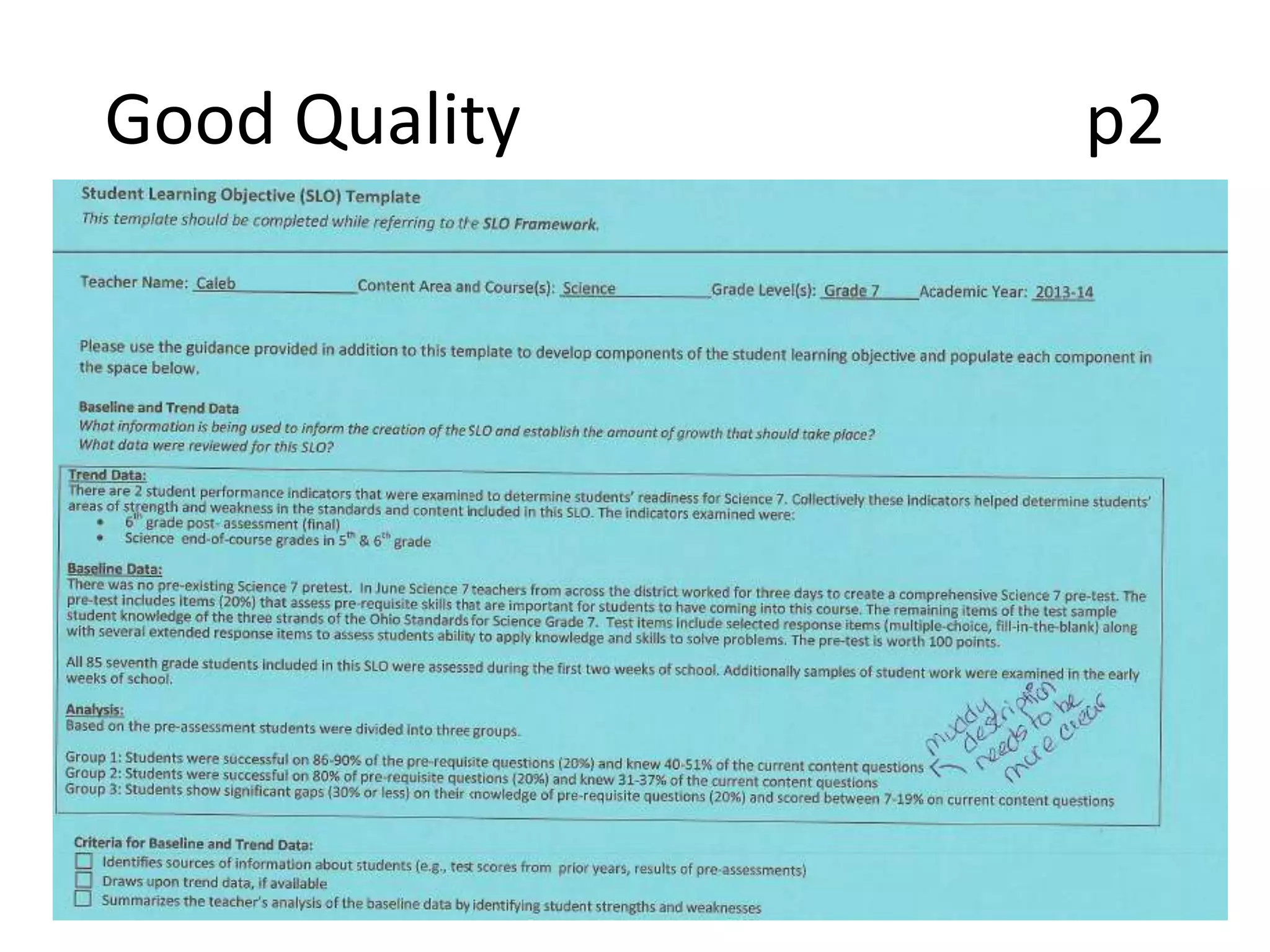 SLO example- Good Quality | PPTX