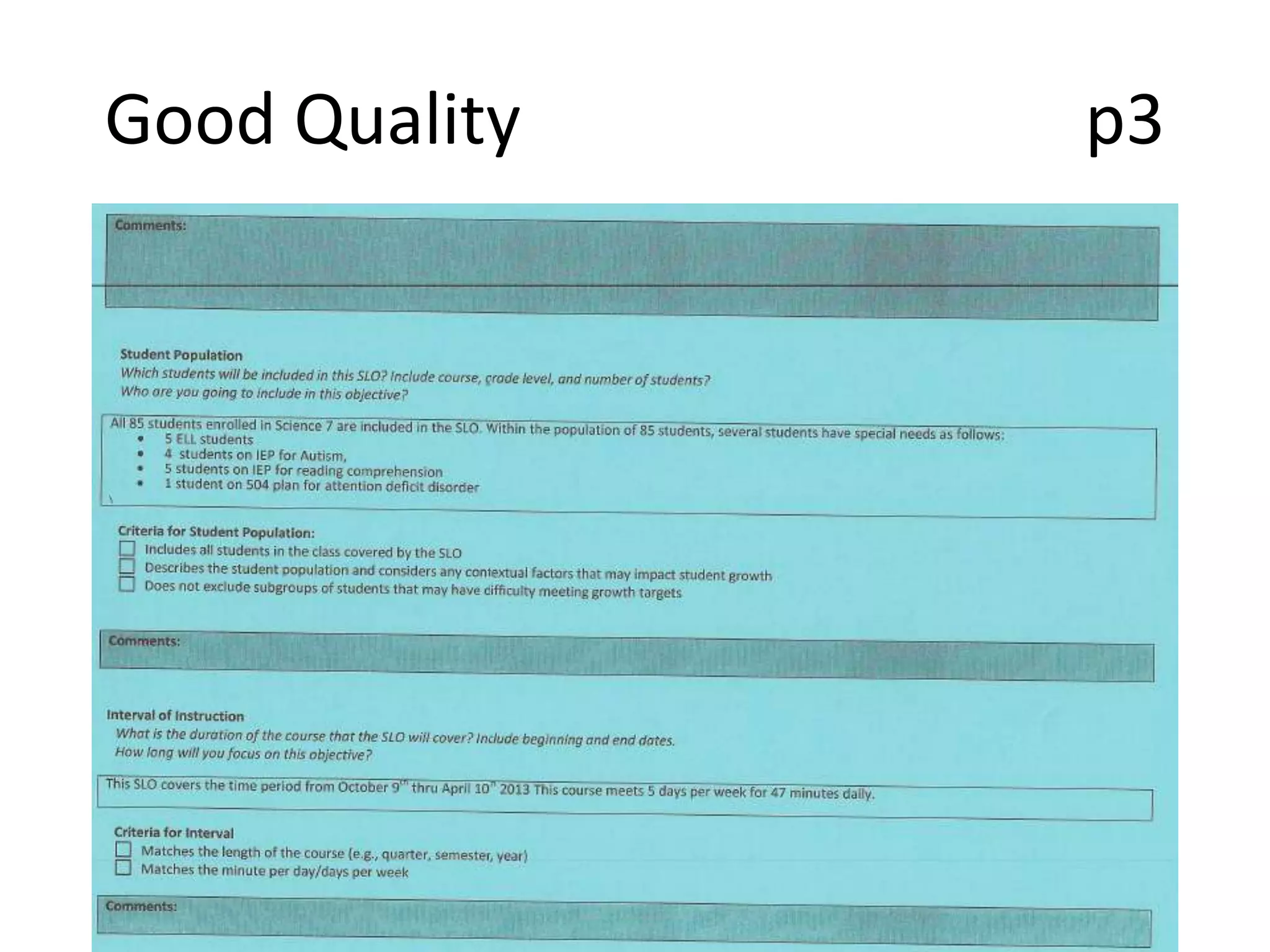 SLO example- Good Quality | PPTX