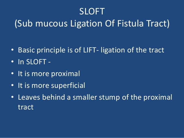 Fistula in ano new operation Sloft (Submucosal Ligation Of Fistula Tr…