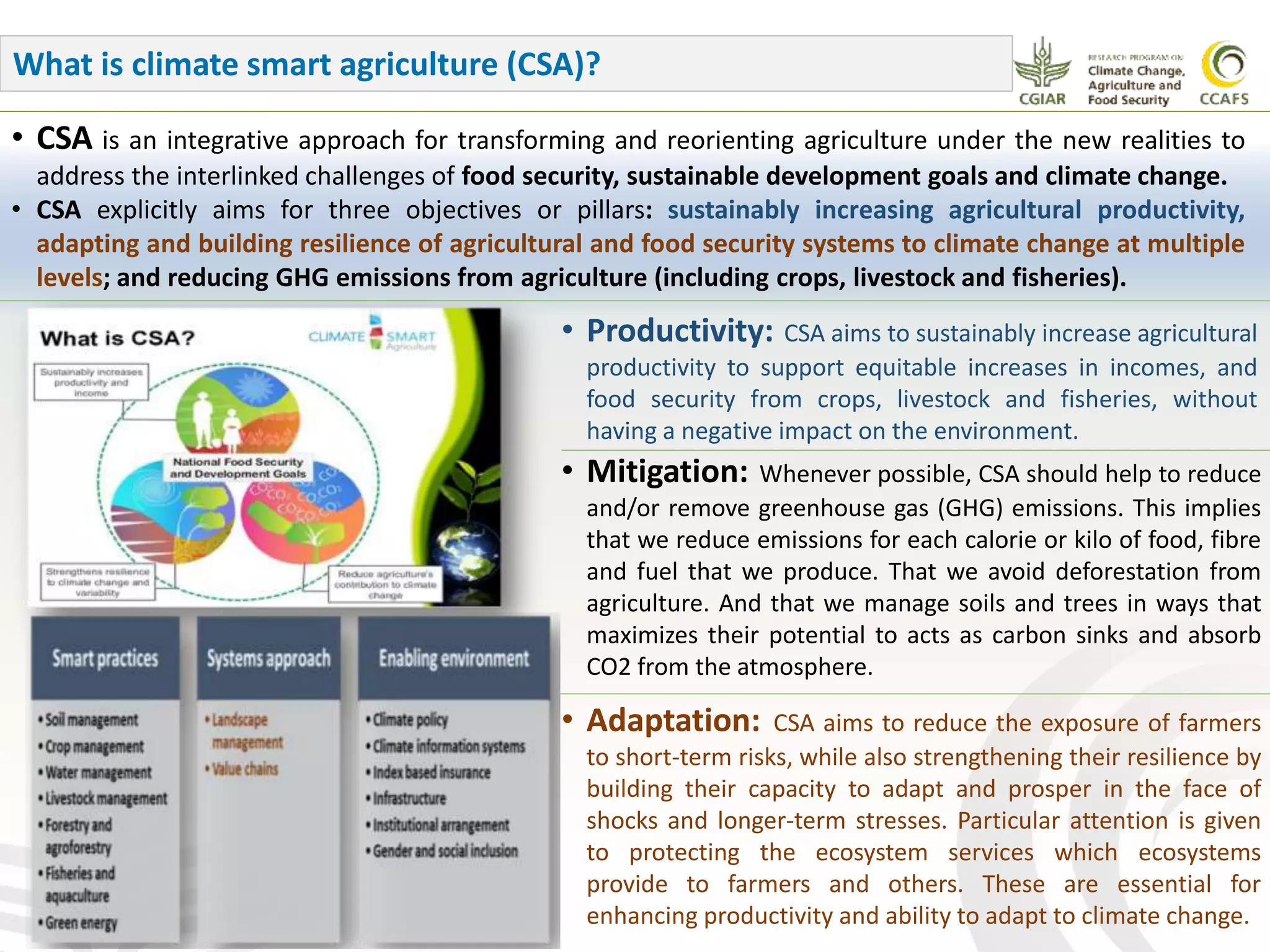 Climate-Smart Agriculture (CSA): What is it? Why is it needed? | PPTX