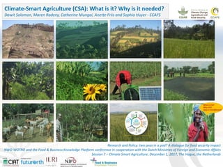 Climate-Smart Agriculture (CSA): What is it? Why is it needed? | PPTX