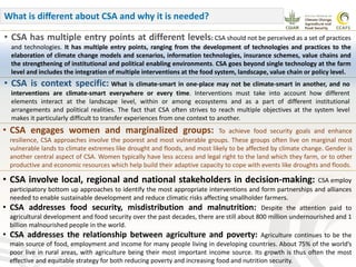 Climate-Smart Agriculture (CSA): What is it? Why is it needed? | PPTX