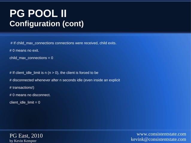 PostgreSQL High Availability via SLONY and PG POOL II | PPT