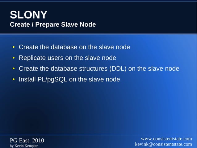 Postgresql High Availability Via Slony And Pg Pool Ii Ppt