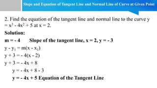 Slope and Equation of Tangent Line and Normal Line of Curve at Given ...